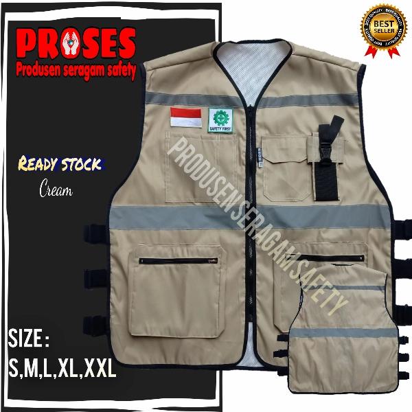 Jual ROMPI SAFETY VEST TASLAN CREAM-ROMPI SAFETY PROYEK-ROMPI KERJA ...