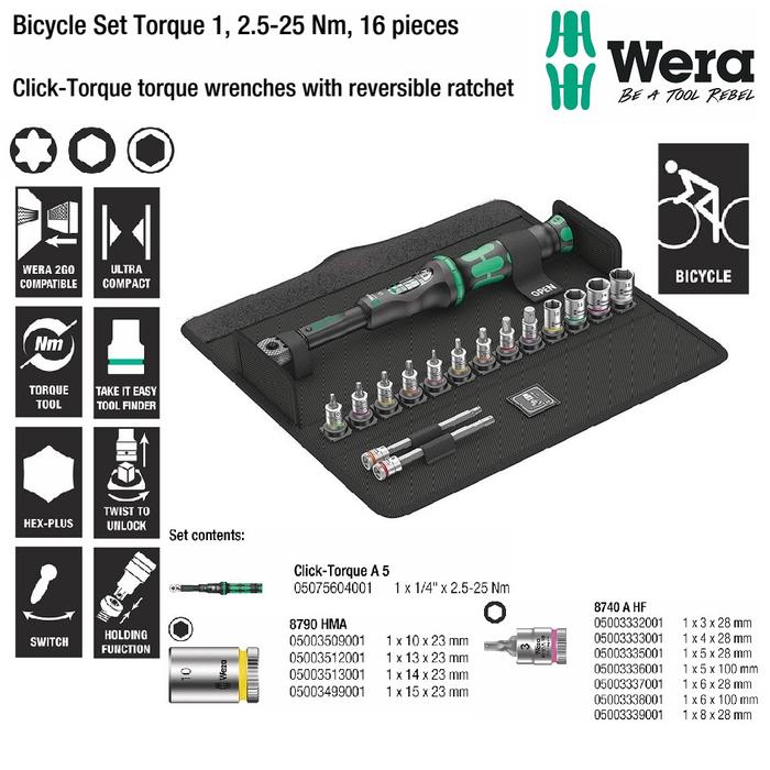 Promo Tool Kits Sepeda Lengkap Wera 05004180001 Bicycle Set Torque 16 ...