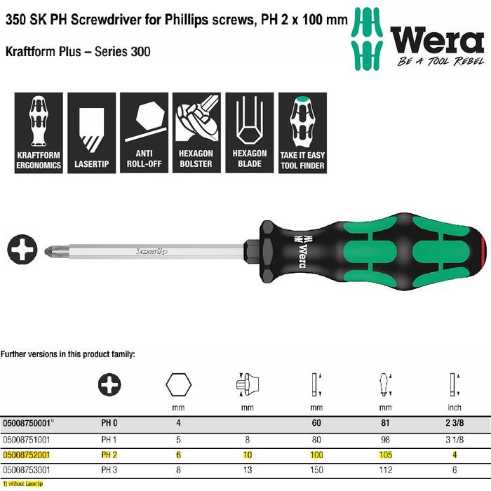 Promo Obeng Plus PH 2x100 mm Wera 05008752001 Screwdriver for Phillips ...