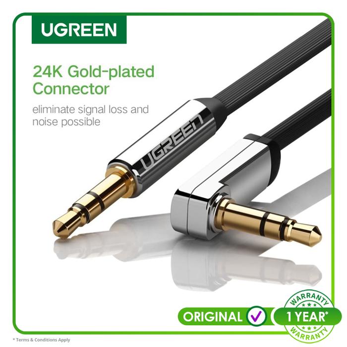 Jual Ugreen Audio Cable 3.5mm 90° Right Angle Flat 1 Meter Flat (10597 ...