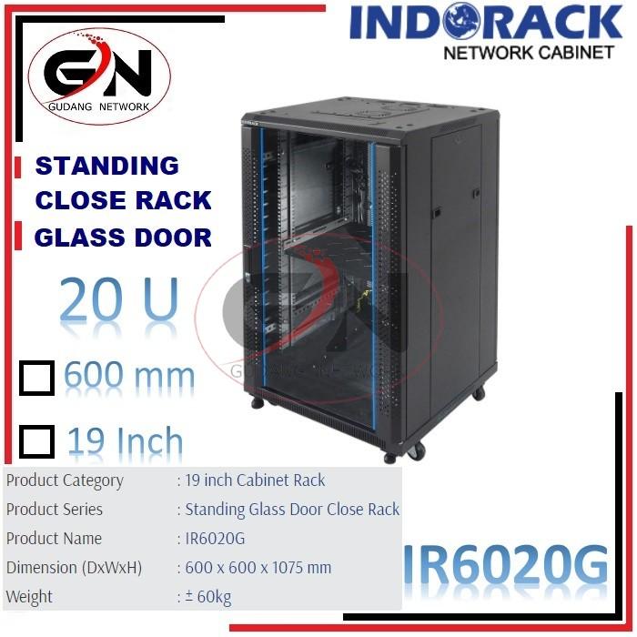 Jual Rack Server 19" 20U IR6020G Depth 600mm Indorack Close Rack Glass ...