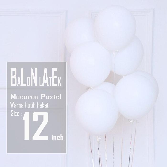 Jual balon macaron putih / balon latex putih/ balon pastel putih 12 ...