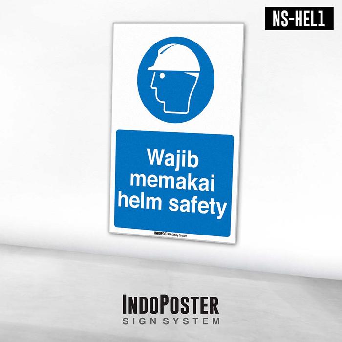 Jual Stiker safety sign K3 wajib memakai helm safety pelindung kepala ...