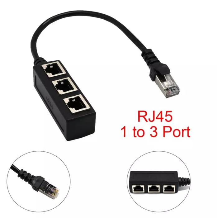 Jual xon splitter ethernet rj45 kabel adapter cabang 3 port LAN ...