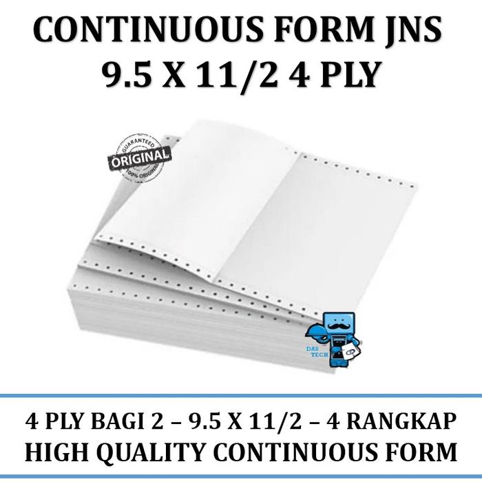 Jual Kertas Continuous Form JNS Ukuran Kuarto bagi 2 4 PLY - High ...
