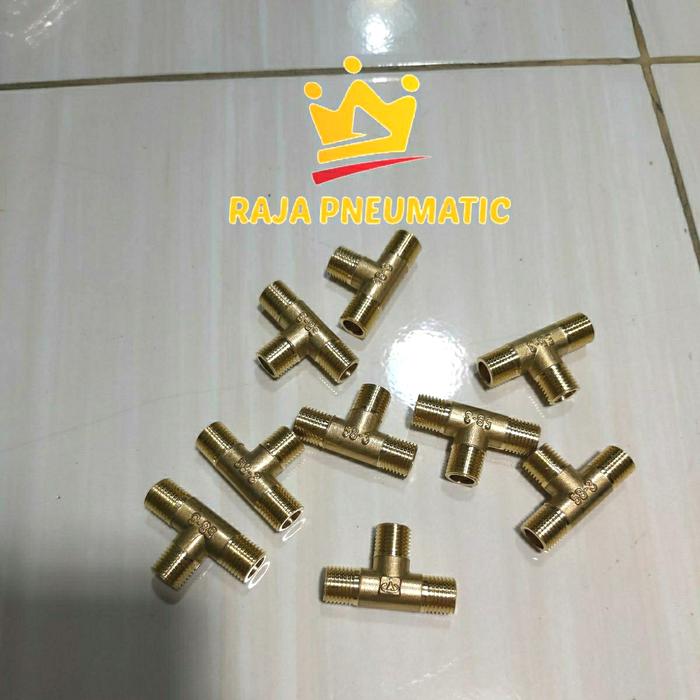 Jual FITTING NEPEL TEE KUNINGAN IMPORT MALE T DRAT LUAR 1/4 INCH SEMUA ...