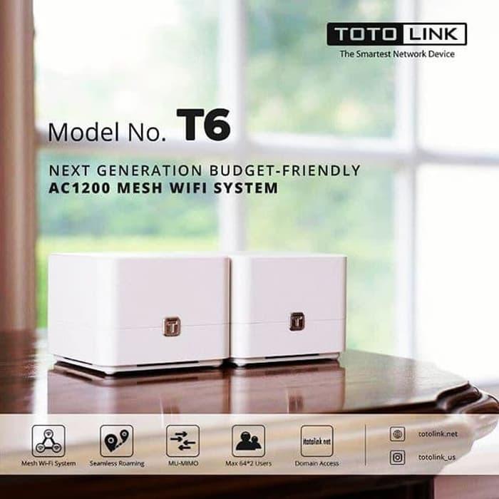 Jual Wireless Router totolink Mesh Dual Band fast home wi-fi AC1200 T6 ...