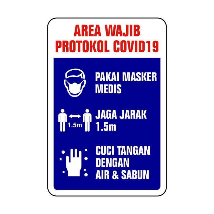 Jual RAMBU 3M AKB WAJIB PAKAI MASKER JAGA JARAK 20CM X 30CM PLAT ...