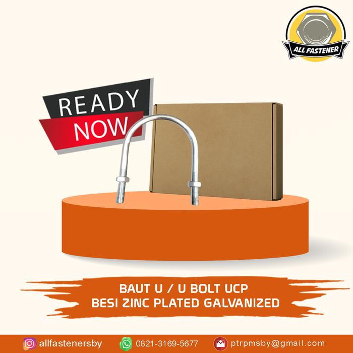 Jual BAUT U / U BOLT KLEM PIPA UCP BESI ZINC PLATED GALVANIZED, 1/4" X ...
