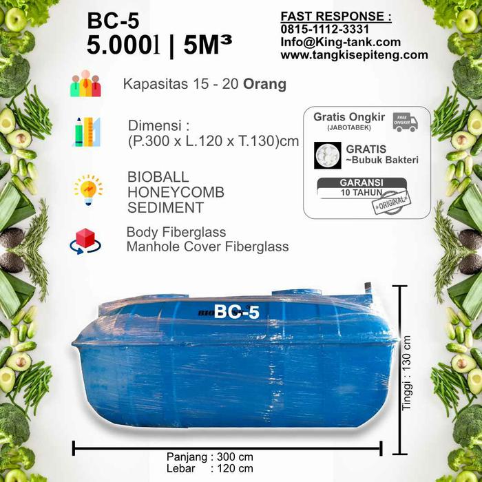 Jual Tangki BIOTANK ANAEROB HORISONTAL 5000L / 5M3 - BIO SEPTIC TANK ...