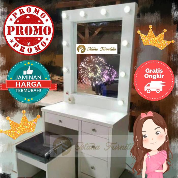 Jual PROMO MEJA RIAS LAMPU MEJA MAKEUP ARTIS VANITY KAYU FULL DUKO ...