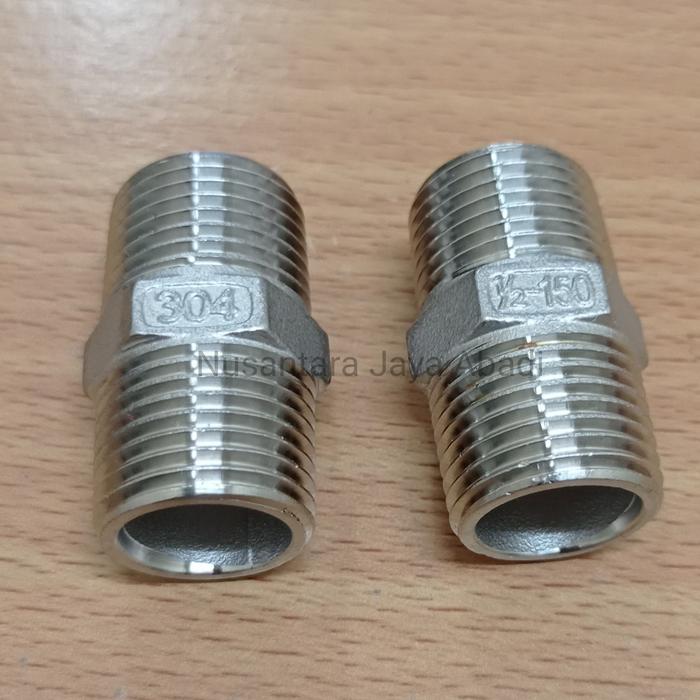 Jual Double Nepel Stainless SS 304 1/2 inchi - Jakarta Barat - NusantaraJayaAbadi | Tokopedia