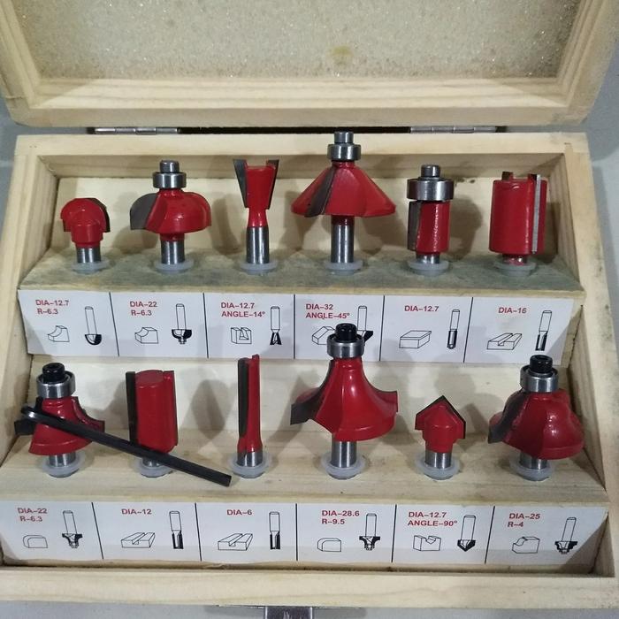 Jual mata profil kayu mata router mata trimer diameter 1/4inch set ...