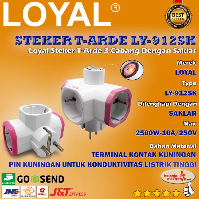 Jual STEKER T-ARDE SAKLAR LOYAL LY-912 SK COLOKAN LISTRIK 3 LUBANG ...