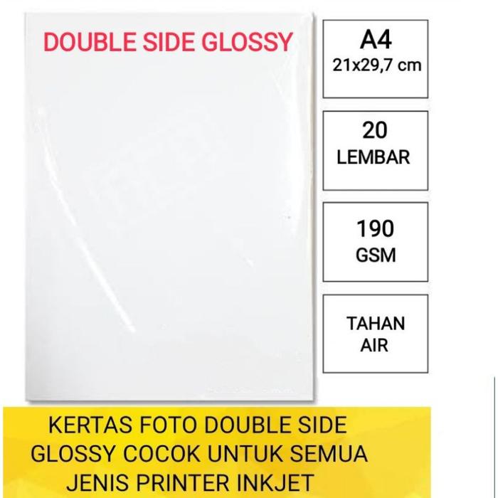 Jual Kertas foto double side Glossy 190 GSM A4 isi 20 lembar - Kota ...