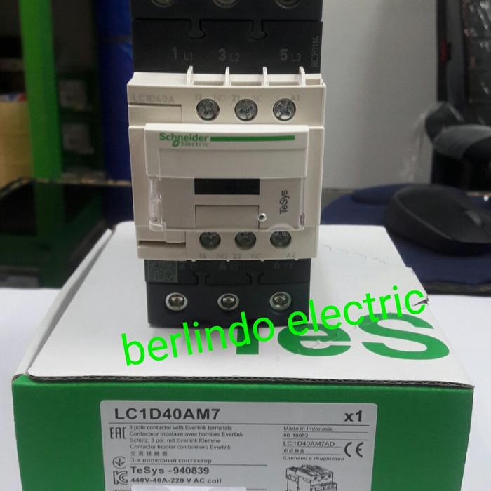 Jual kontaktor schneider LC1D40AM7 220v/lc1d40am7 3phase ac1 60a ac3 18 ...