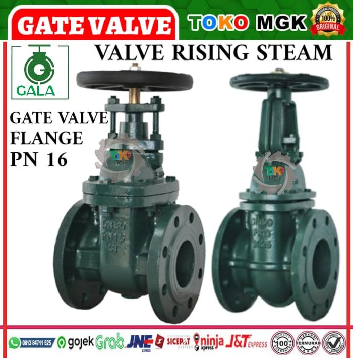 Jual DN100 4" INCH FLANGE PN16 GATE VALVE GALA RISING STEAM CAST IRON ...