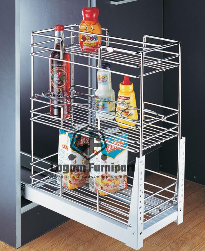 Jual DRAWER BASKET CABINET 270 MM RAK BUMBU BOTOL TARIK SPICE RACK 3 ...