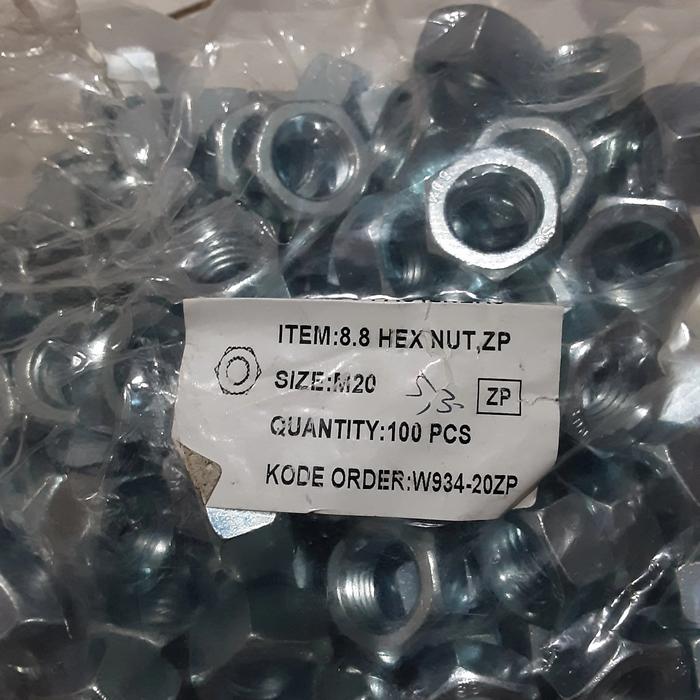 Jual Baja Grade 8.8 Hex Nut / Mur M24 Din 934 Zinkplate Galvanis Putih ...