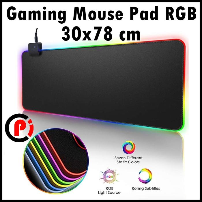 Jual Gaming Mouse Pad XL Hitam Polos Plus LED RGB Ukuran 300 x 780 mm ...