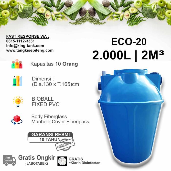 Jual Tangki Bio Septic Vertikal Bio Septictank 2000 Liter / 2M3 ...