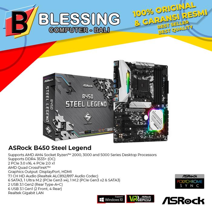 Jual Motherboard Asrock B450 Steel Legend / Asrock B450 Steel Legend Di ...