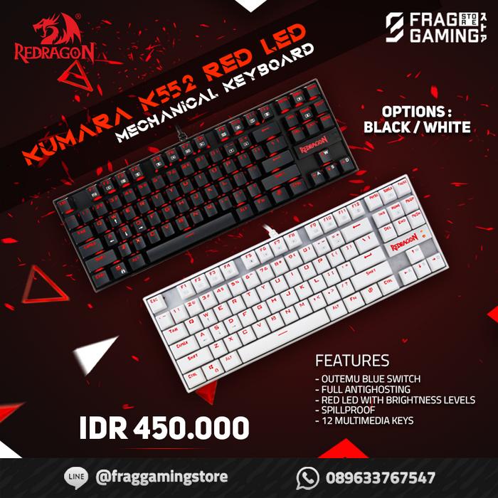Jual Redragon / Red Dragon Gaming Keyboard Mechanical Kumara - K552 Red Led - Putih Di Seller ...