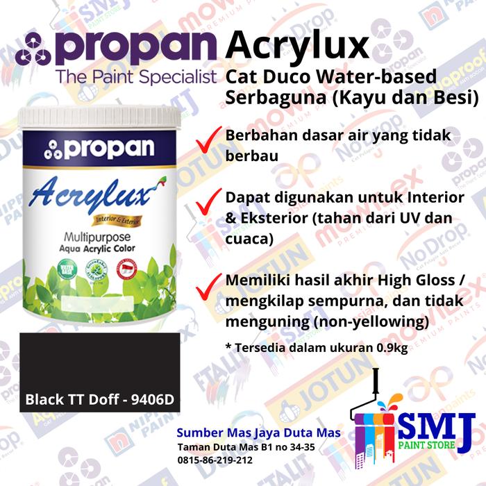 Jual Cat Duco Water Based Besi Kayu PROPAN ACRYLUX Black TT Doff Hitam 1kg - Jakarta Barat ...