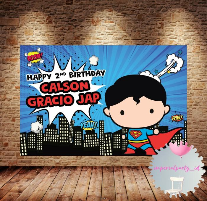 Jual Custom Backdrop Banner Spanduk Happy Birthday Superman Kids Chibi ...