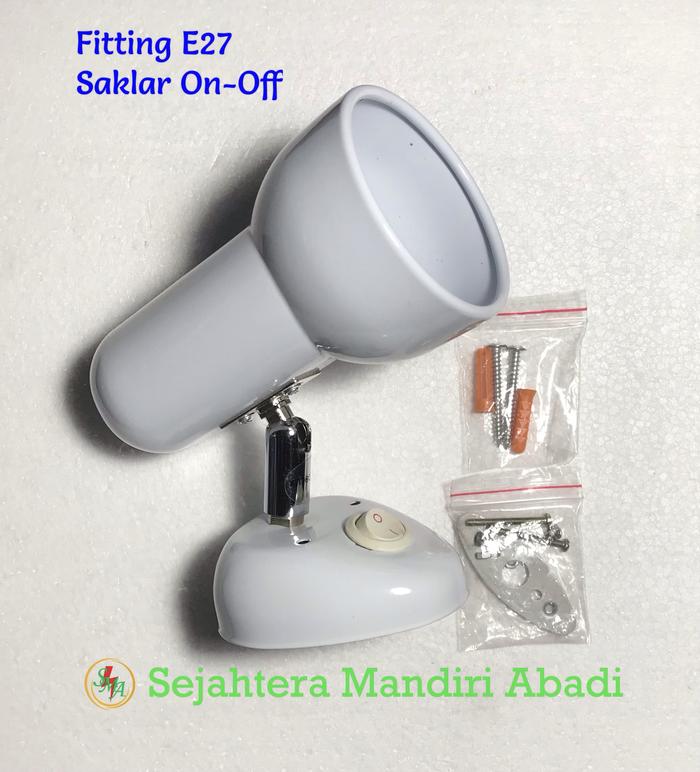 Jual Fitting Lampu E27 Sorot Spotlight Traco Meja Saklar On-Off Putih ...