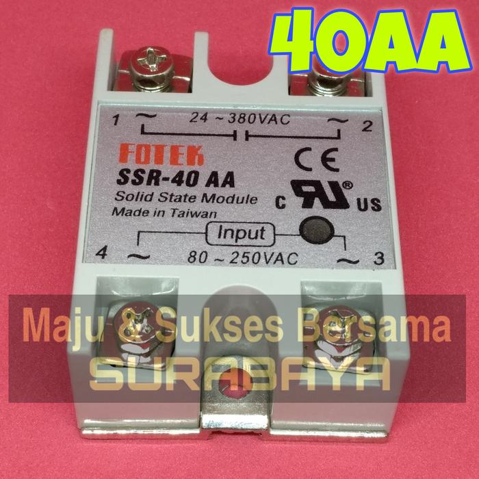 Jual SSR-40AA 80-250VAC to 24-380VAC 40A/250V Solid State Relay Modul FOTEK - Kota Surabaya ...