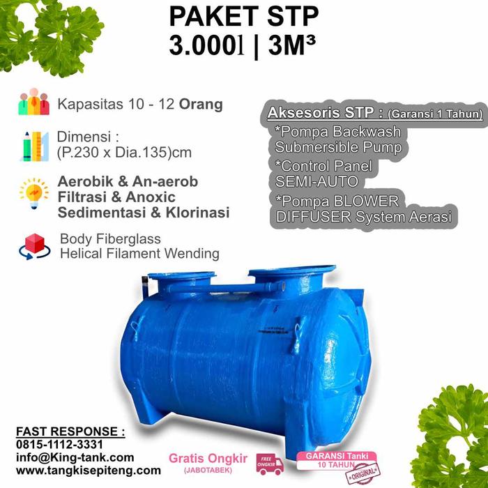 Jual PAKET Tangki STP IPAL BIOFILTER 3000L/3m3 SepticTank-BIOFIL ...