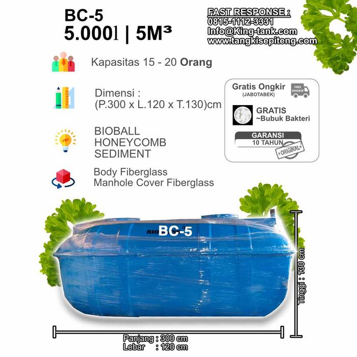 Jual BIOFIL Anaerobic 5000L / 5m3 BIOTECH-BIOTANK-Septic Tank - Kab ...