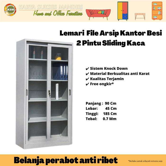 Jual Lemari Arsip File Kantor Besi 2 Pintu Sliding Geser Kaca VIP VG 602 - Kota Surabaya - Karya ...