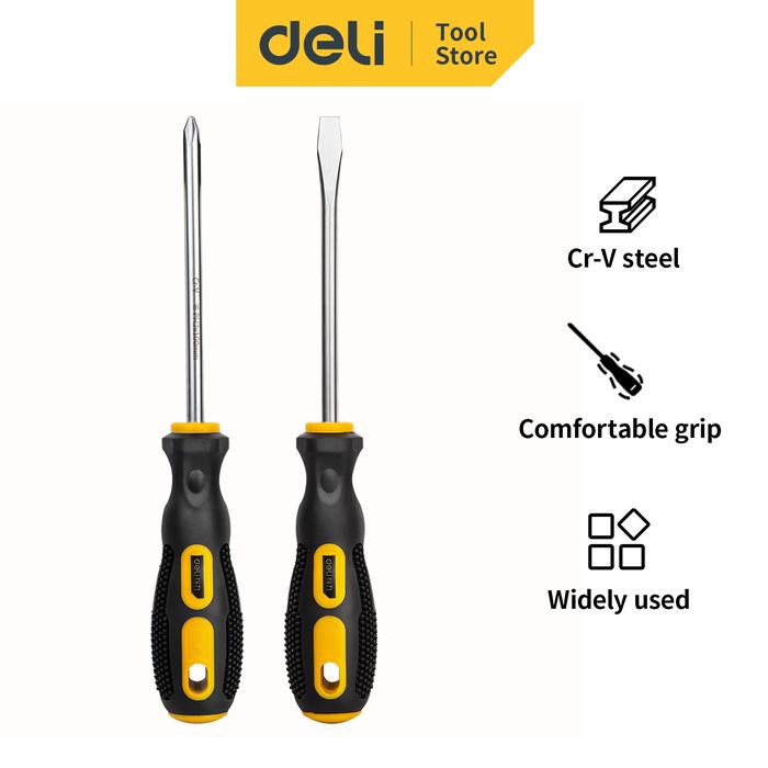 Jual Deli Screwdriver Sets/Set Obeng 2 Pcs Chrome vanadium steel ...
