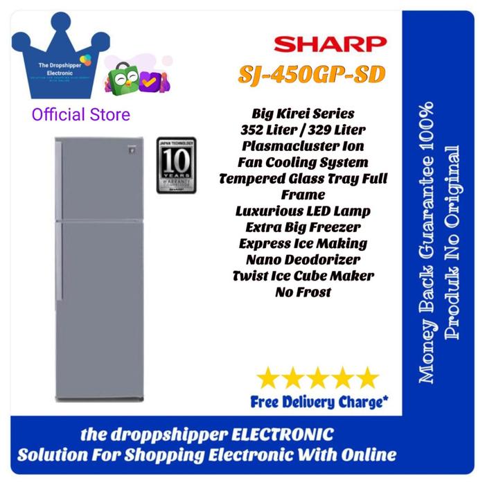 Jual Kulkas 2 Pintu Sharp SJ 450 GP SD 352 liter Kulkas Sharp SJ ...