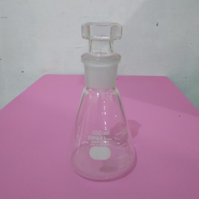 Jual Erlenmeyer dengan Tutup Asah 100 ML. IWAKI - Kota Bekasi - AHYA TOKO LAB KIMIA | Tokopedia
