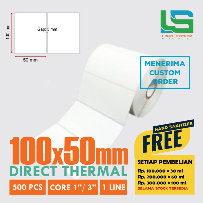 Jual LABEL STIKER BARCODE THERMAL 100X50 MM DIRECT THERMAL 10X5 CM 500 PCS - Jakarta Barat ...