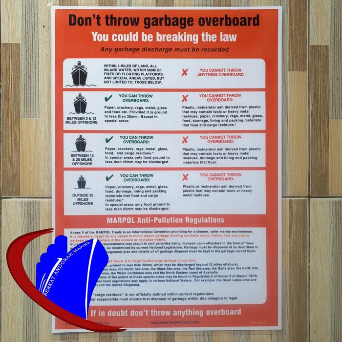 Jual Safety Poster Don't Throw Garbage Overboard Impa Code 331542 - Kab ...