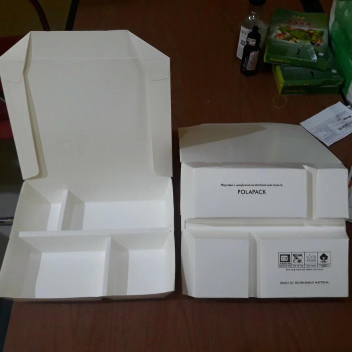 Jual Lunnch box sekat 4 / paper lunch box / food kontainer / tempat ...