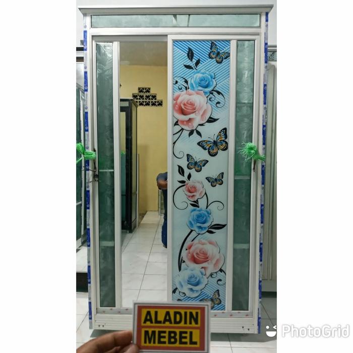 Jual Lemari Baju Sleding Ukuran 1 Meter Frame Putih Kaca Printing - Kab ...