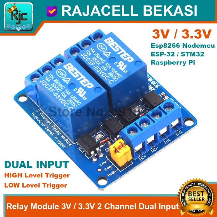 Jual Relay Module 3.3V 3V 2 Channel Dual Input High Low Trigger for ESP8266 - Kota Bekasi ...