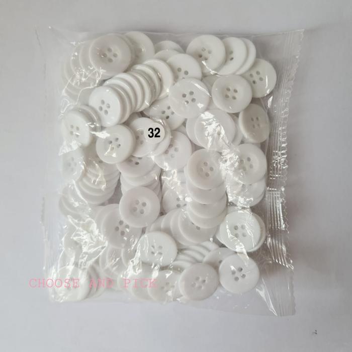 Jual Kancing Baju Lobang 4 ukuran 32L 28L 24L / Kancing Baju Lubang 4 ...