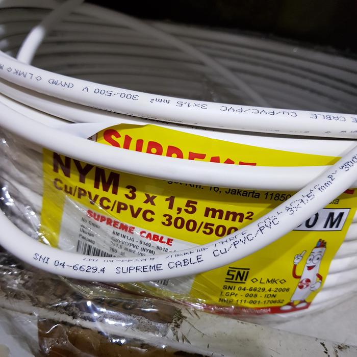 Jual Kabel LISTRIK SUPREME NYM Putih 3x1.5mm Kawat Tembaga SNI ( Meteran ) - Kab. Tangerang ...