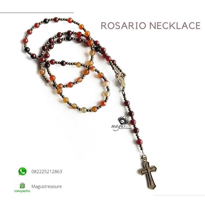 Jual Rosario batu alam asli jenis agate oranye & hitam - Kota Semarang ...