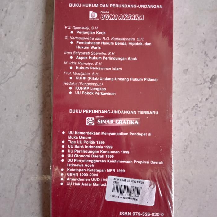 Jual Kuhp Kitab Undang Undang Hukum Pidana - Prof Moeljatno Sh Di ...