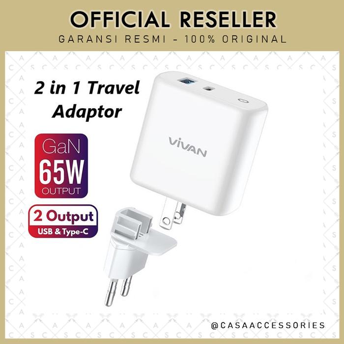 Jual Vivan GaN02 65W 5.4A QC 4.0 USB & Type C Travel Adapter Fast ...