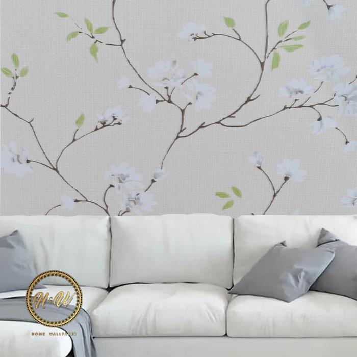 Jual 1 Roll Wallpaper Sticker Dinding Ranting Bunga Putih 45cm x 10 m ...