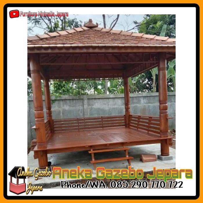 Jual Gazebo Atap Genteng Kayu Jati Ukuran 3x3 Meter, Saung Gasebo Taman ...