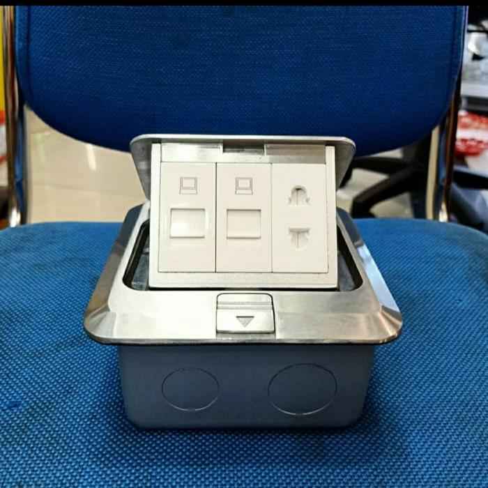Jual stop kontak Lantai outlet data cat6+outlet data cat6+stop kontak ...